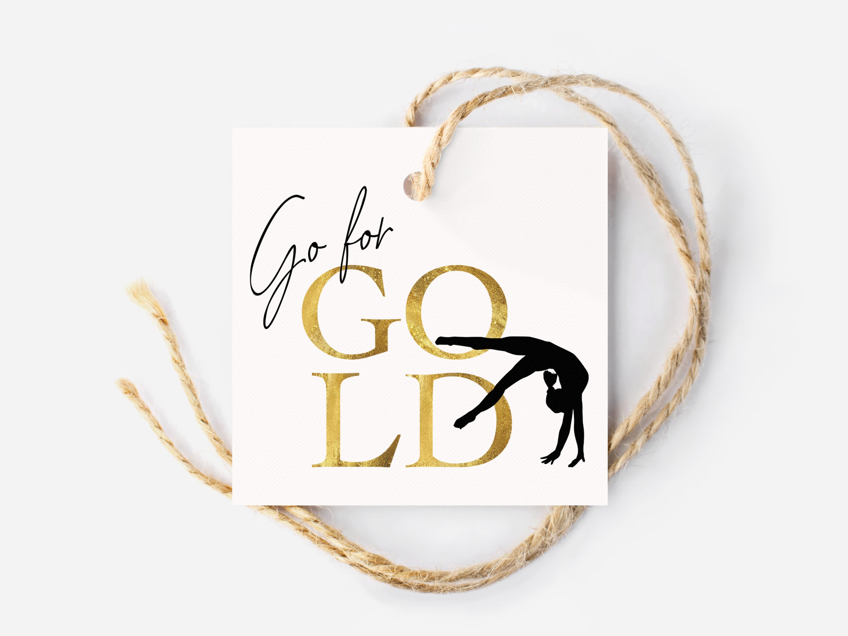 Gymnastics Team Treat Gift Tag Printable, Go for Gold Competition Day ...
