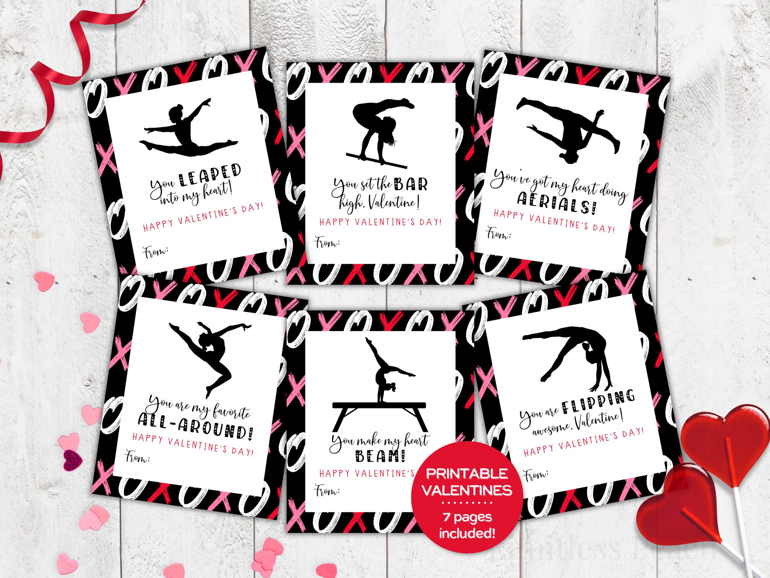 Gymnastics Valentine Cards Printable Gymnastics Exchange Cards for ...