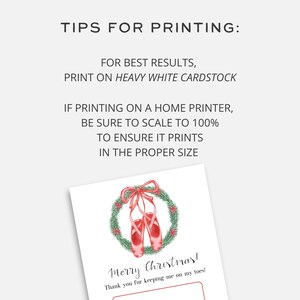 Dance Teacher Christmas Gift Card Holder Printable Dance Teacher ...