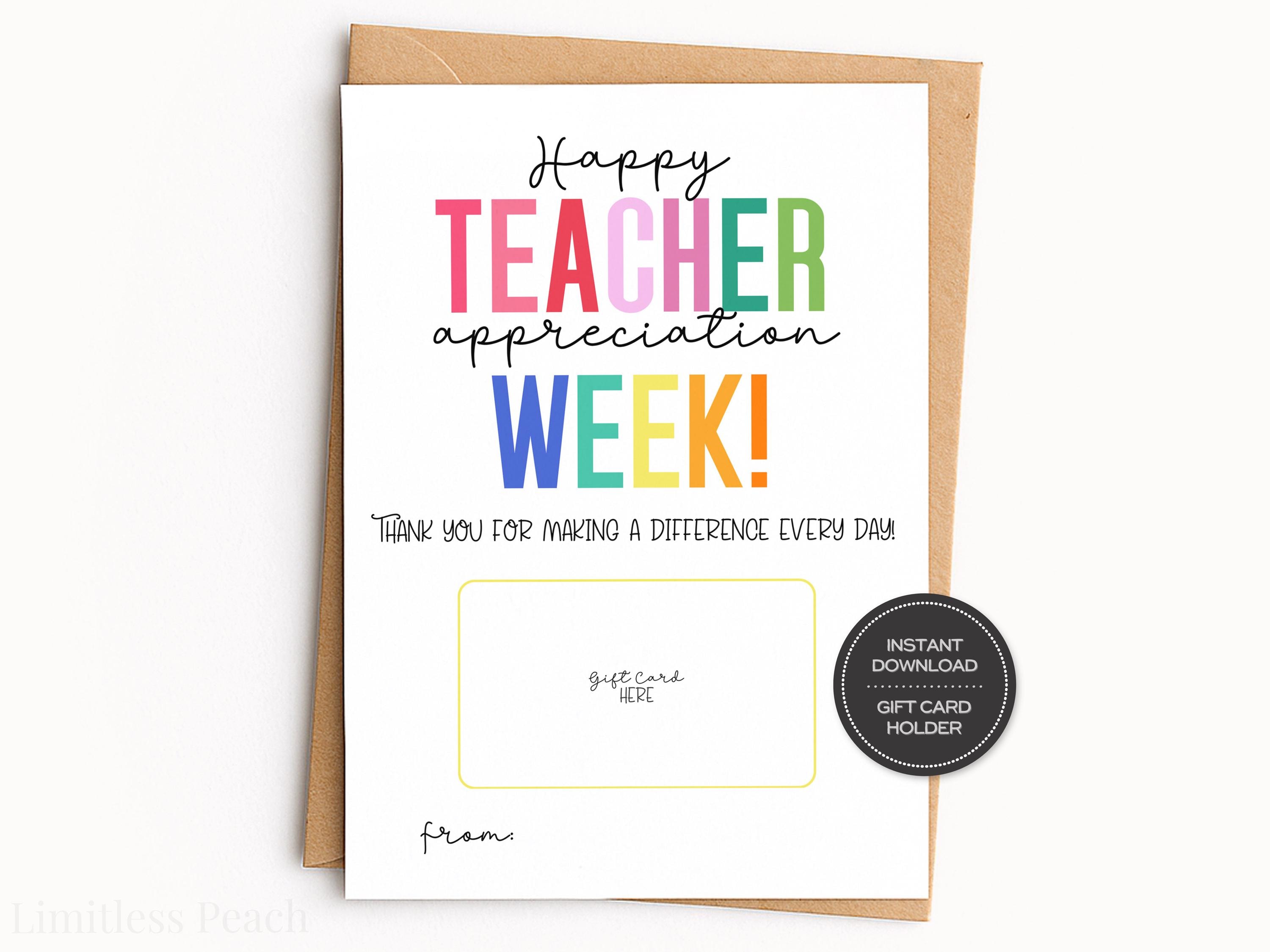 Teacher Appreciation Week Gift Card Holder Printable Teacher ...