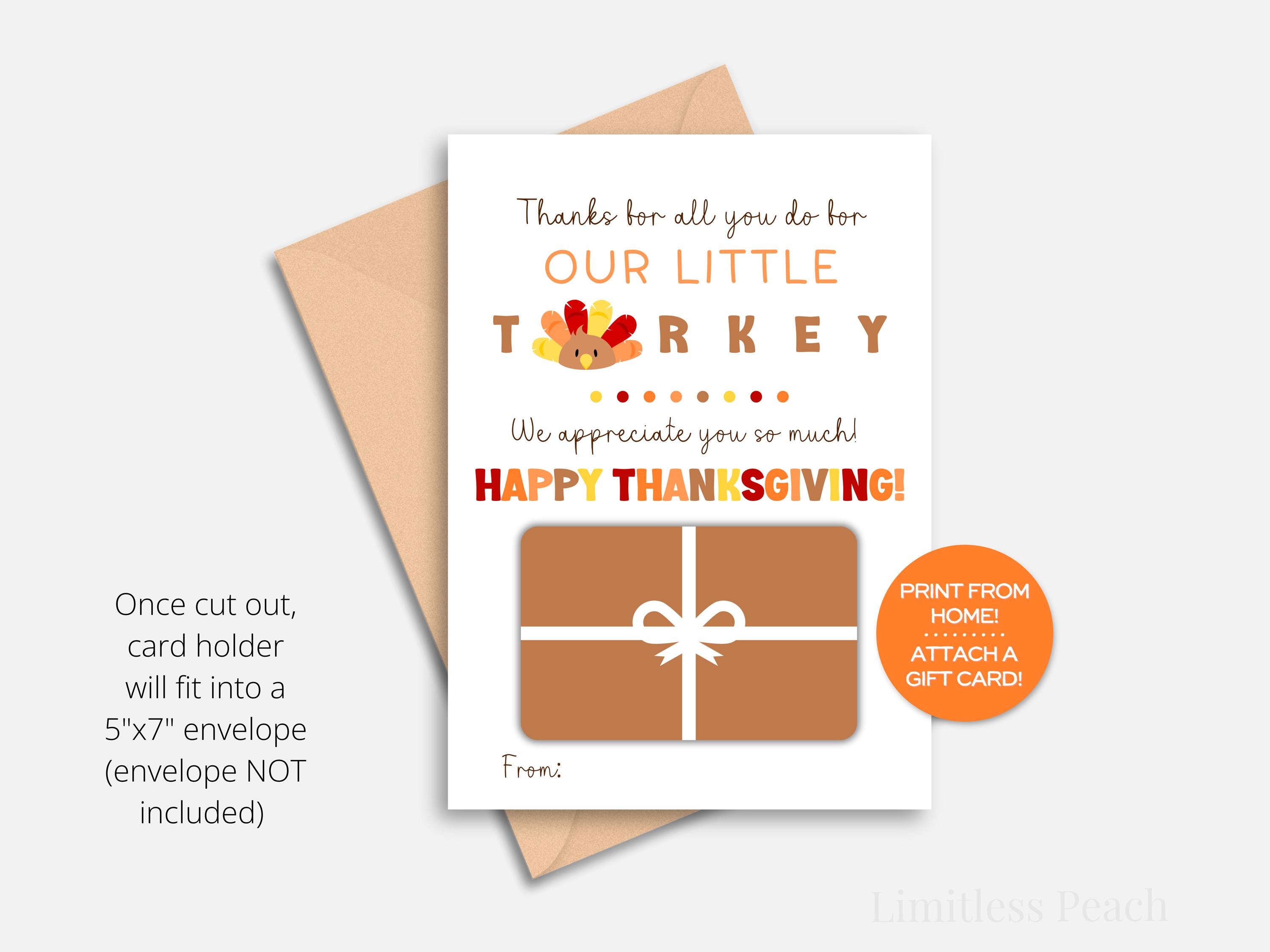 Thanksgiving Teacher Gift Card Holder Daycare Thanksgiving Thank You ...