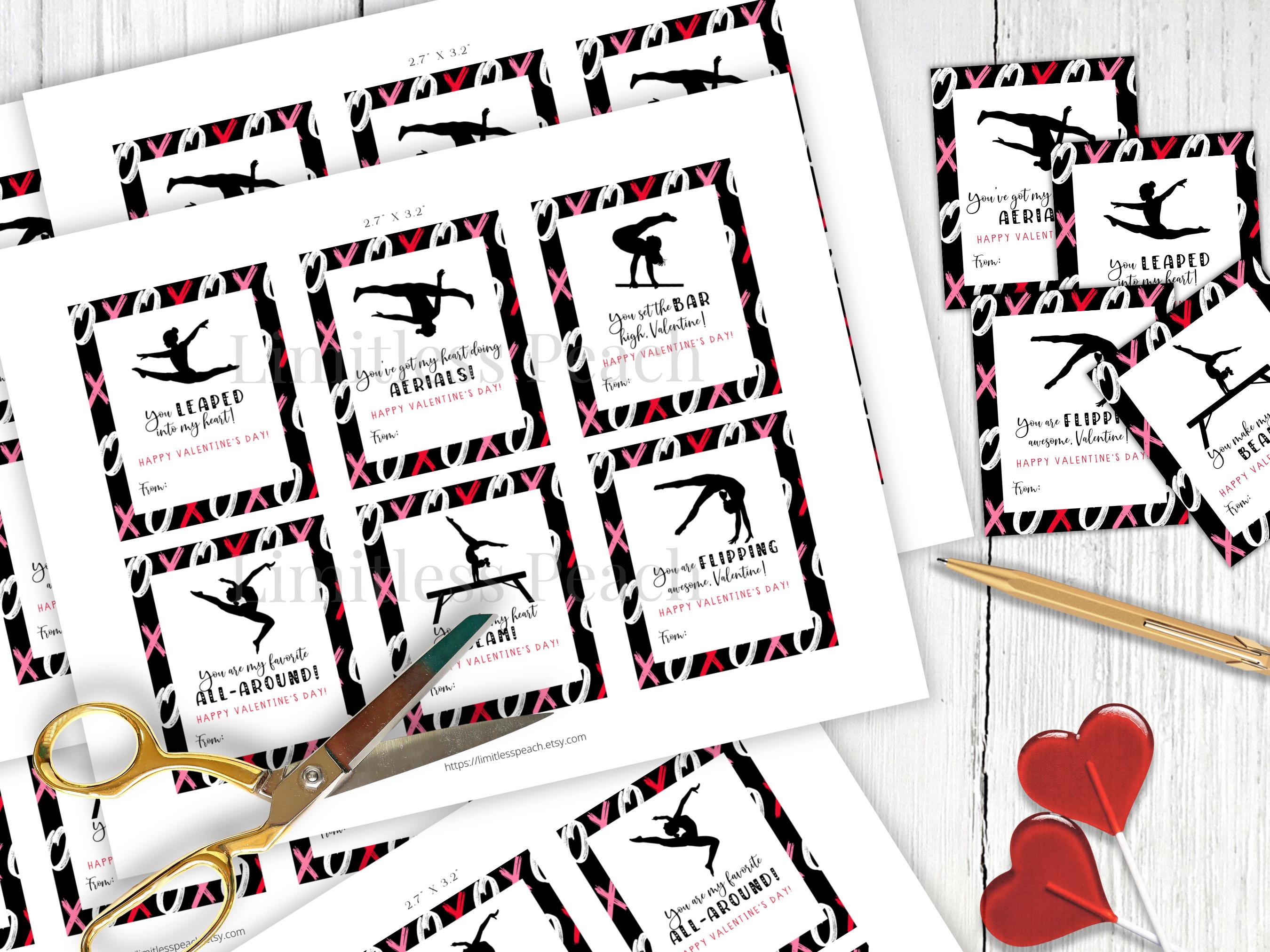 Gymnastics Valentine Cards Printable Gymnastics Exchange Cards for ...