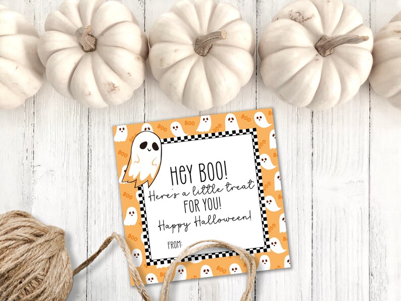 Hey BOO Halloween Treat Tag, Printable Happy Halloween Friend Gift Tag ...