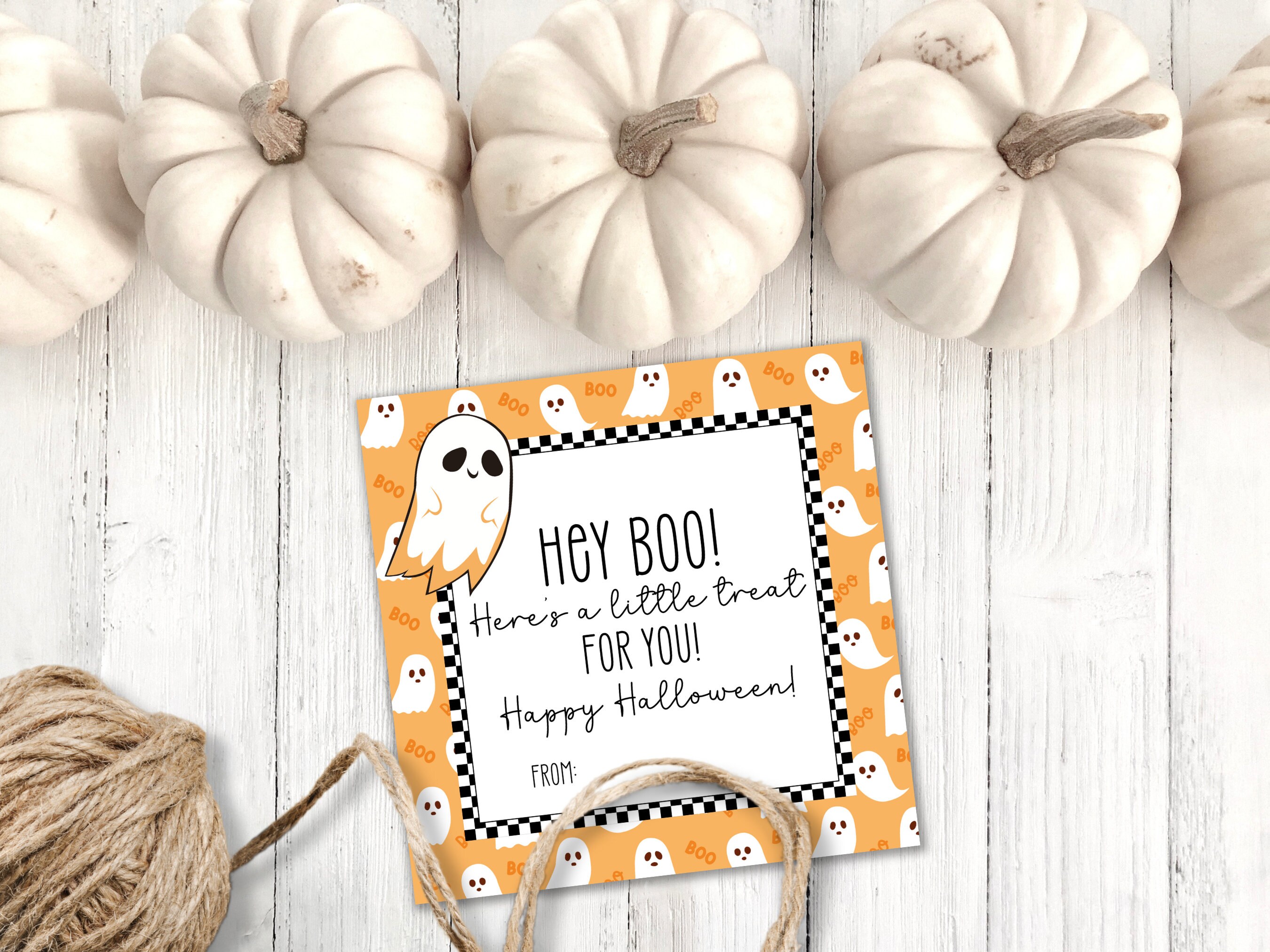 Hey BOO Halloween Treat Tag, Printable Happy Halloween Friend Gift Tag ...