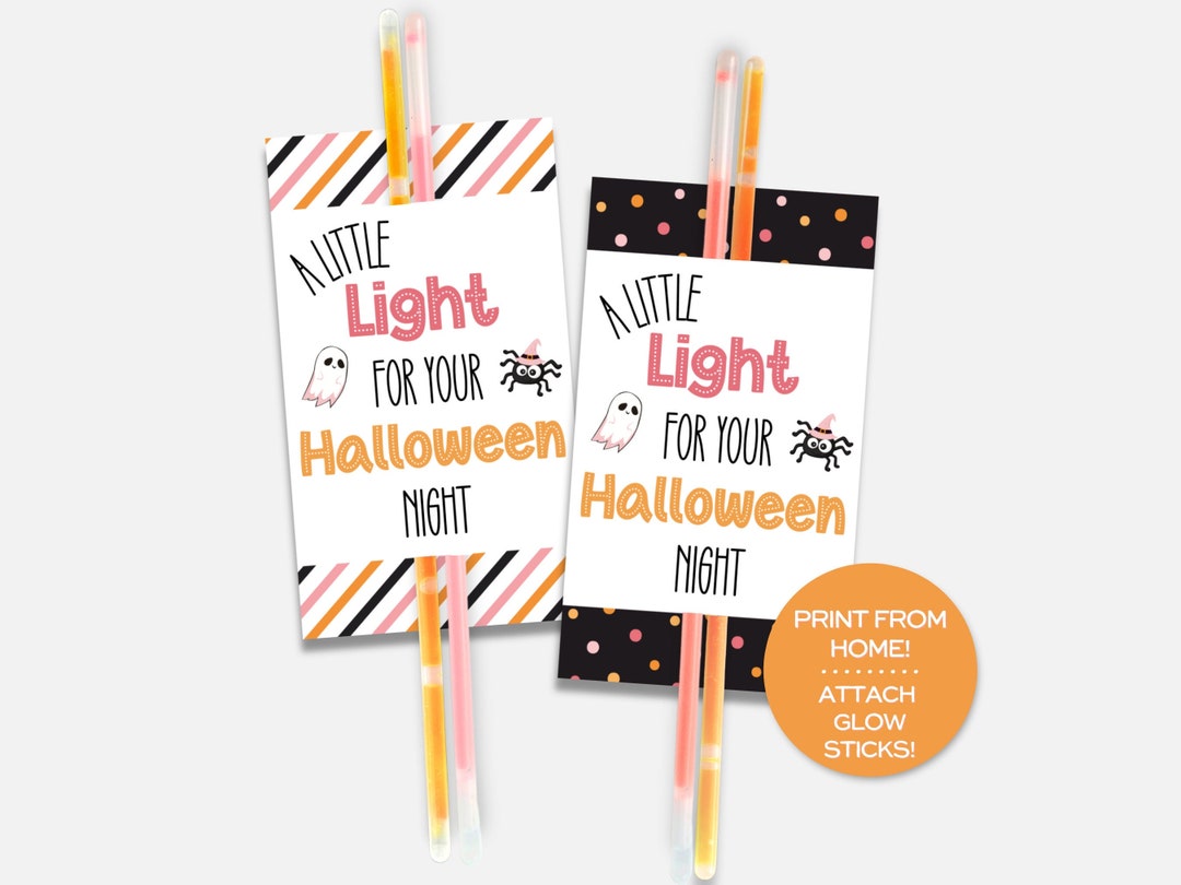 Halloween Glow Stick Tags, Printable Halloween Party Favor Tag ...