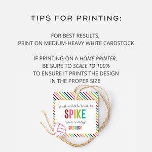 Volleyball Treat Tag, Candy Tag for Volleyball, Good Luck Volleyball ...