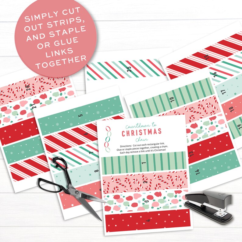 Christmas Countdown Chain, Advent Calendar, Days Until Christmas, Kids ...