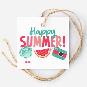 Happy Summer Gift Tag, Printable End of the School Year Summer Gift Tag ...