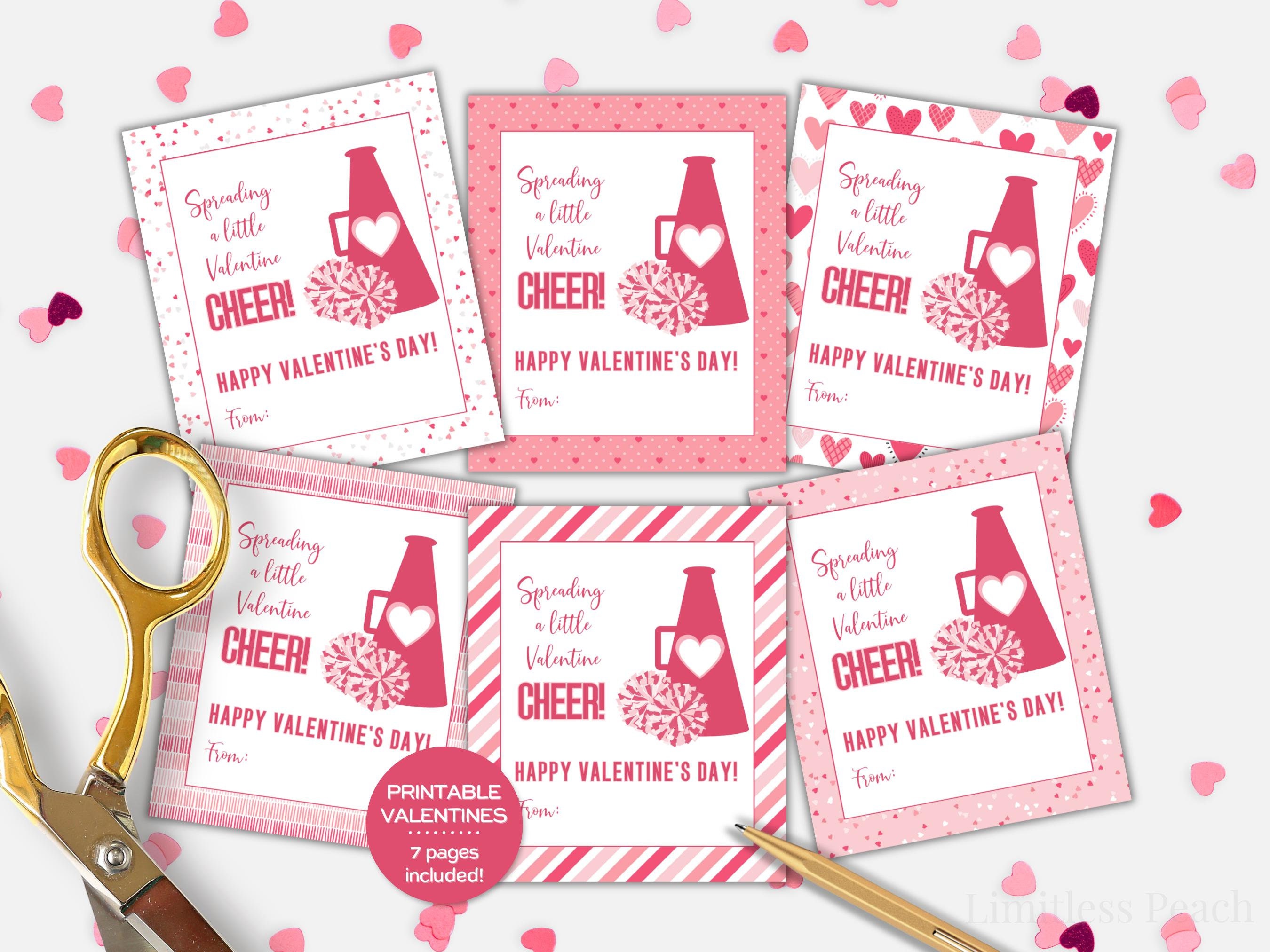 Cheerleading Valentine Cards Printable Cheerleading Exchange Cards for Classroom Valentines for ...