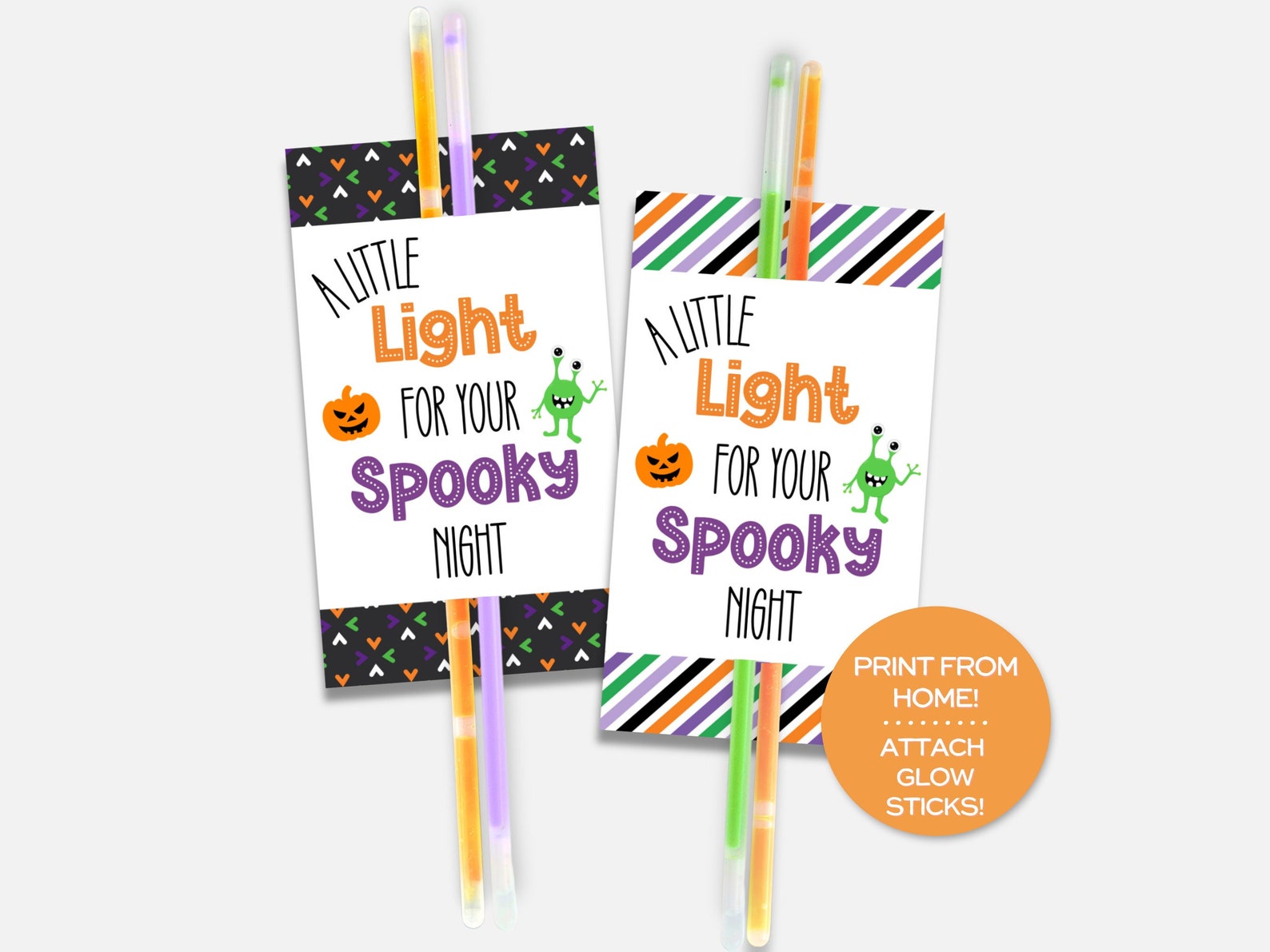 Halloween Glow Stick Tag, Printable Halloween Party Favor Tag ...