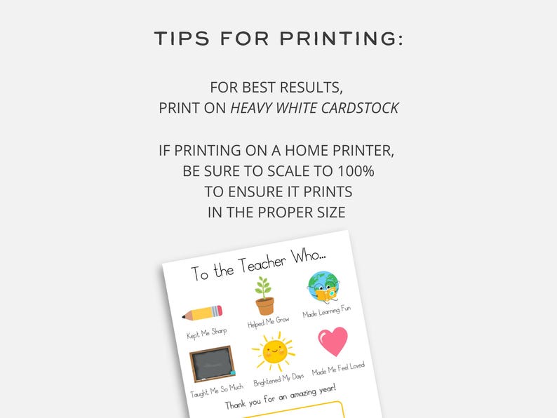 End of the Year Teacher Gift Card Holder Printable Elementary School ...