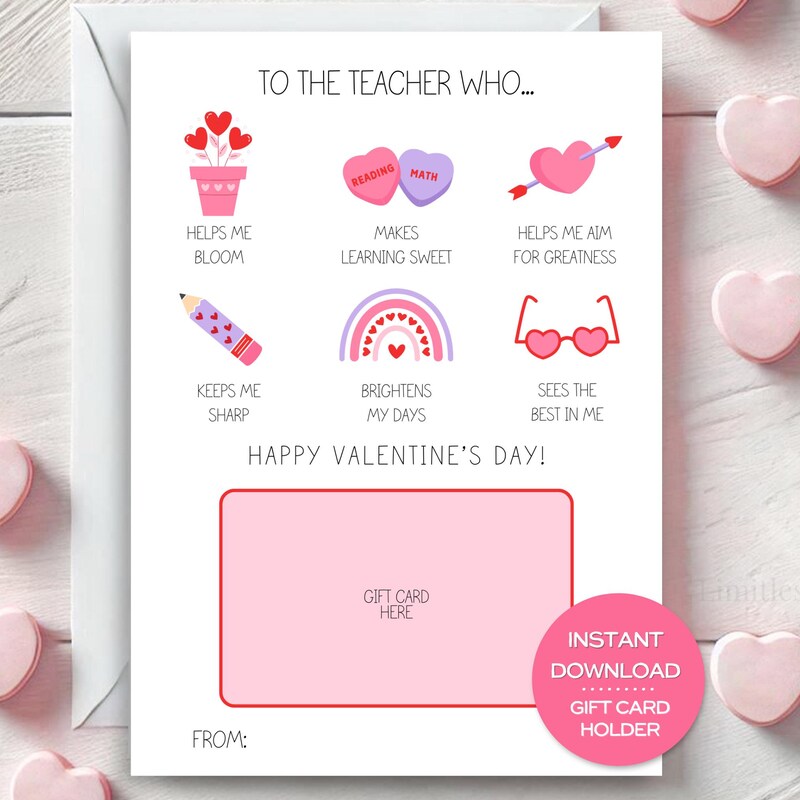 Teacher Valentine Card - Etsy