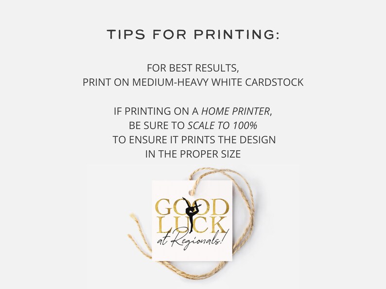 Good Luck at Regionals Gymnastics Team Treat Gift Tag Printable ...