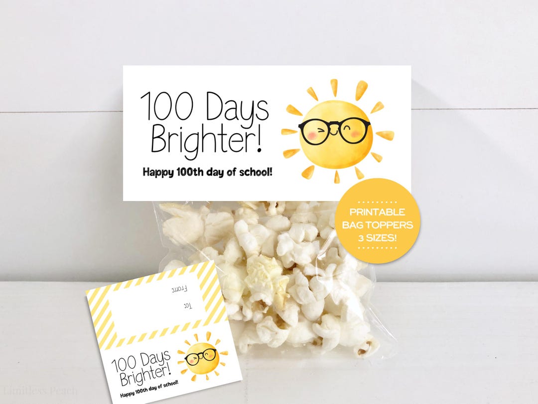100th Day of School Printable Bag Topper to Celebrate 100 Days of ...