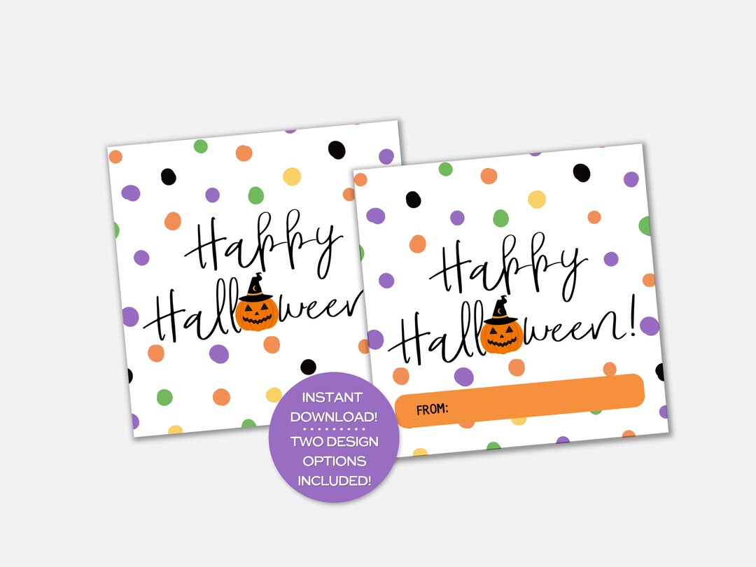 Happy Halloween Tag, Printable Halloween Party Favor Tag, Halloween ...