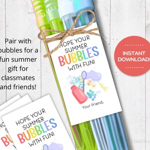 Summer Bubble Tag Printable Classmate Tag for Classroom Summer Gift for ...