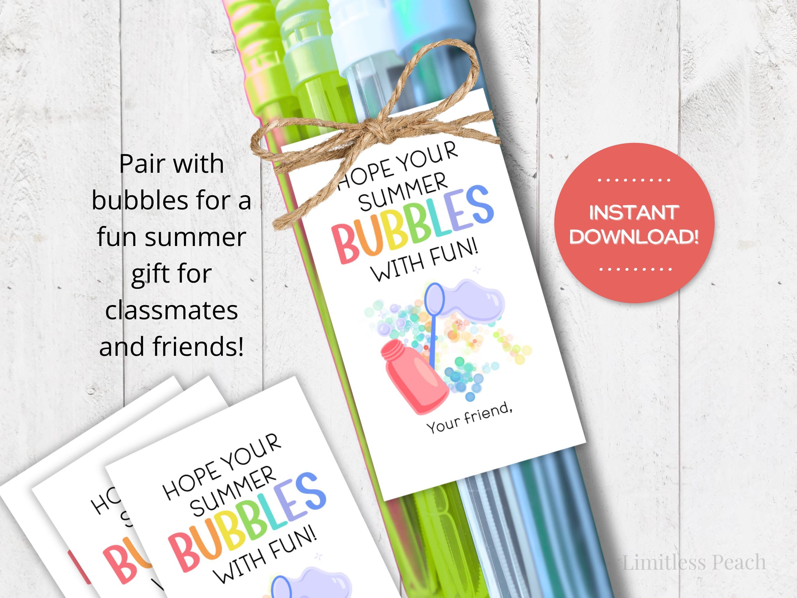 Summer Bubble Tag Printable Classmate Tag for Classroom Summer Gift for ...