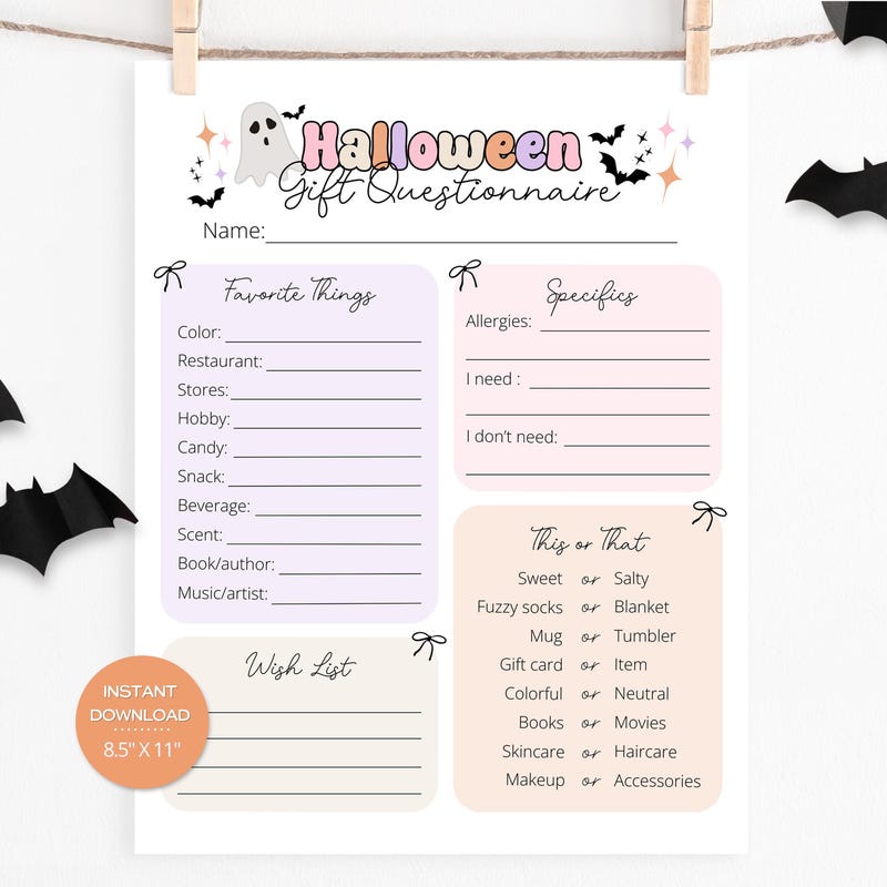 Boo Basket Questionnaire - Etsy