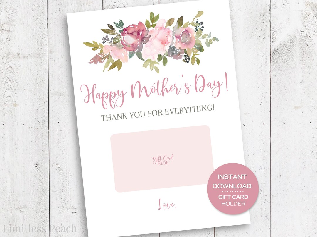 Mother's Day Gift Card Holder Printable Card for Mother's Day Gift for ...