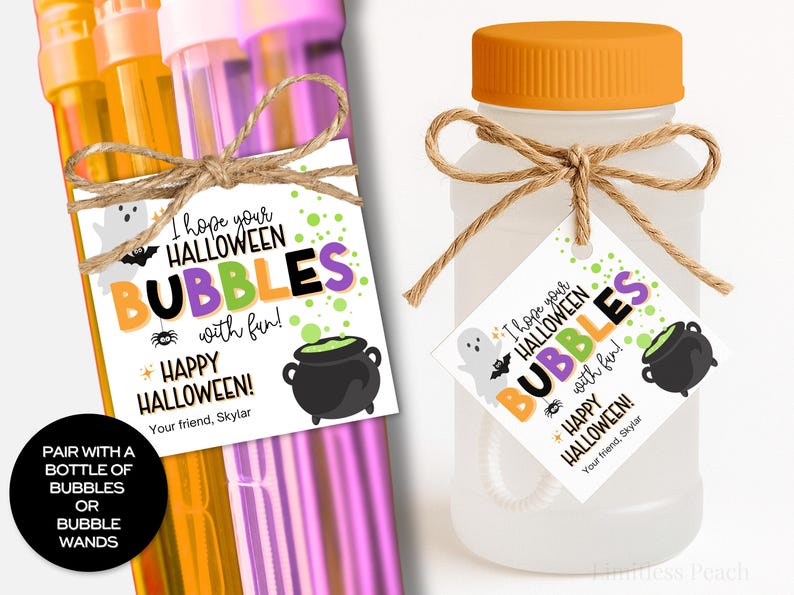Halloween Bubble Tag Printable Bubble Gift Tag for Halloween Non-candy ...