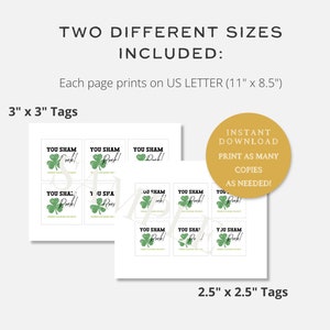 Printable St Patrick's Day Gift Tags for Friends, You Sham Rock, Saint ...