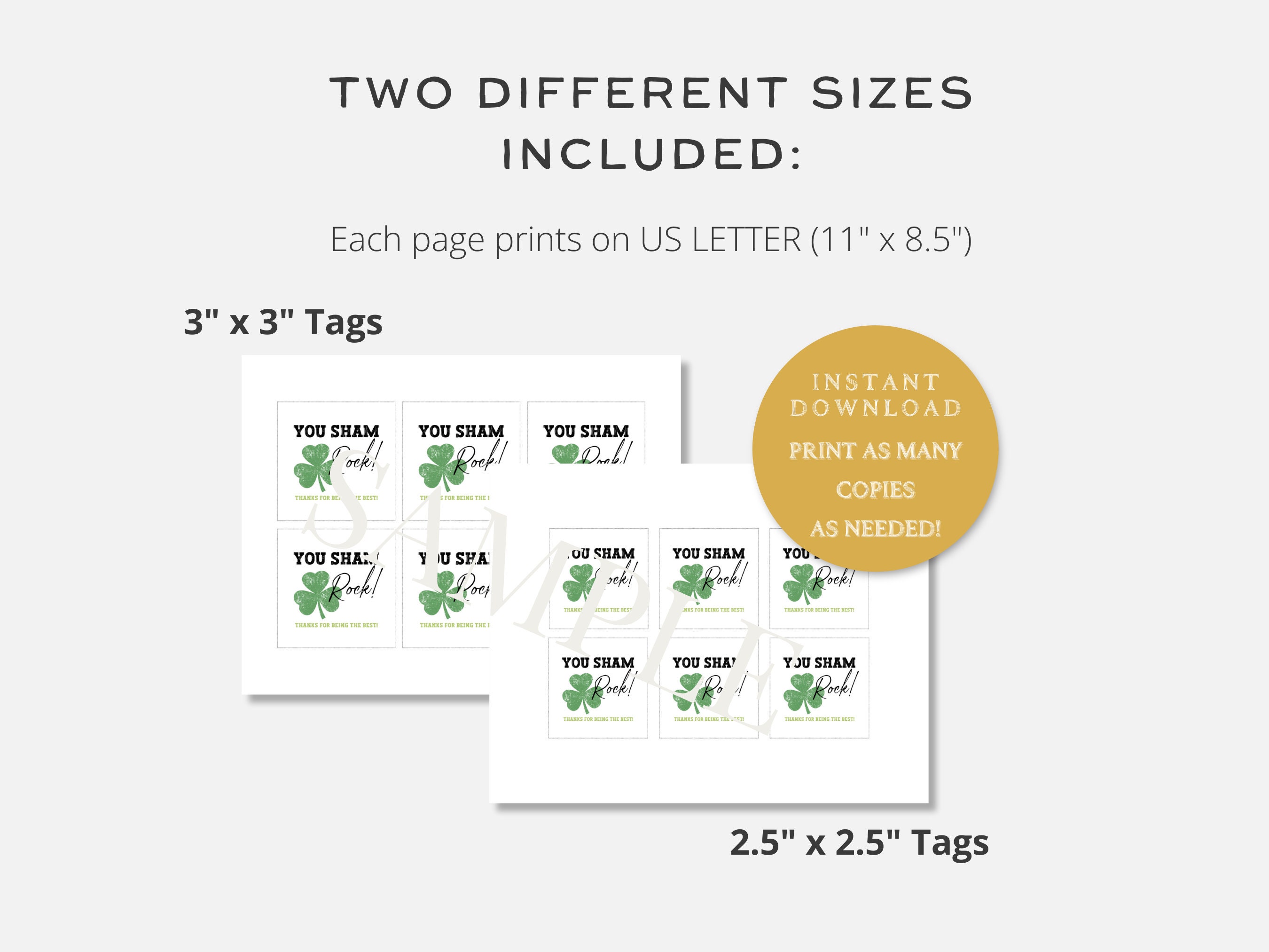 Printable St Patrick's Day Gift Tags for Friends, You Sham Rock, Saint ...