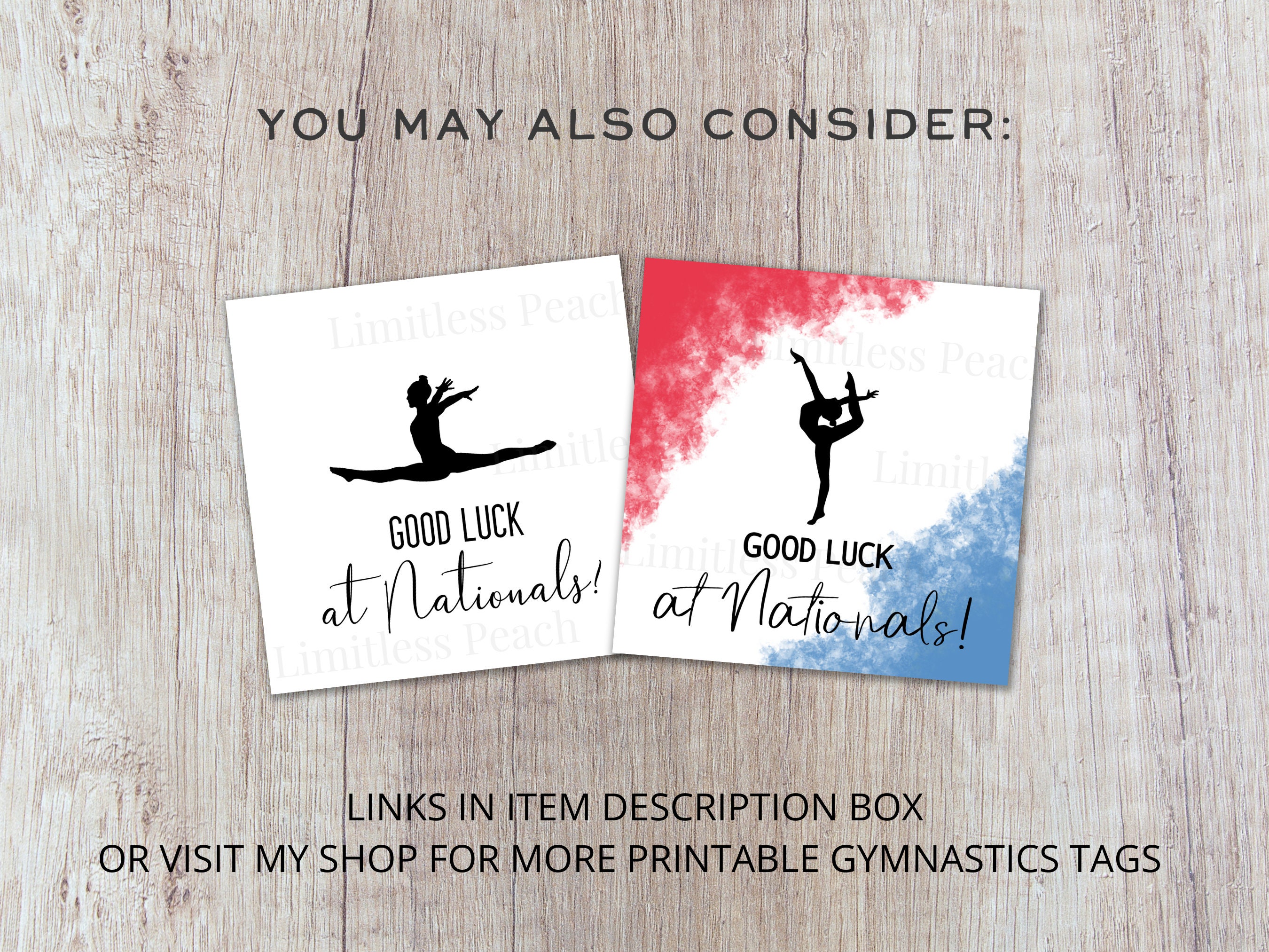 Printable Good Luck at Nationals Gymnastics Tag, Competition Day Team ...