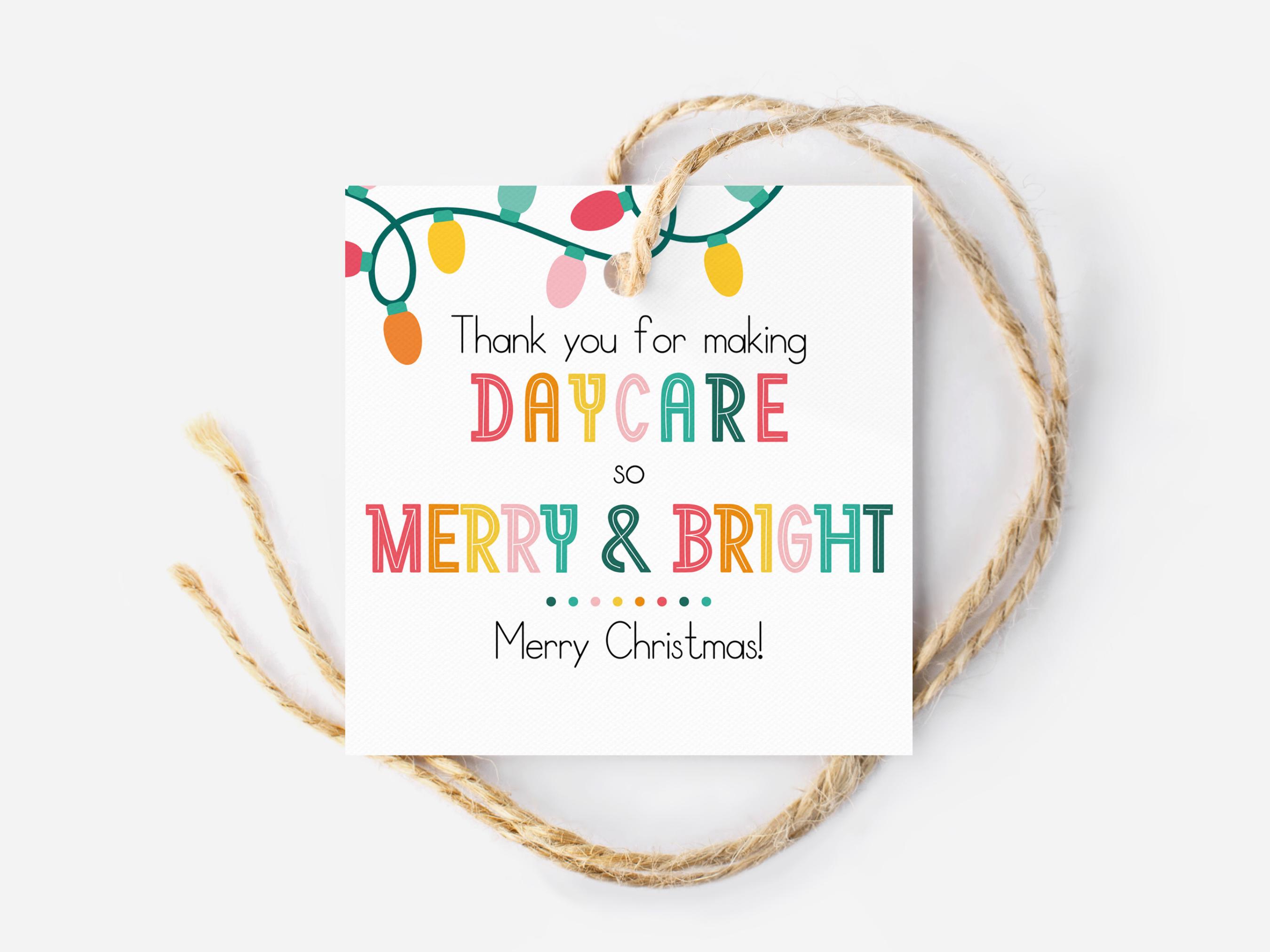 Daycare Christmas Tag Printable Christmas Tag for Daycare Provider ...