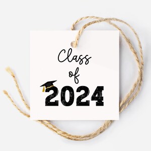 Printable Class of 2024 Gift Tags, Graduation Party Favor Tags, Square ...