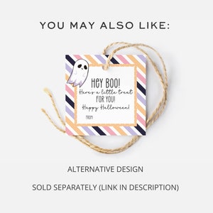 Hey BOO Halloween Treat Tag, Printable Happy Halloween Friend Gift Tag ...