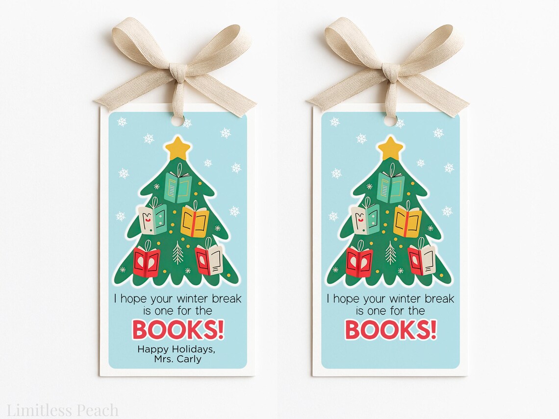 Christmas BOOK Tag Printable Winter Break Tag From Teacher to Student ...