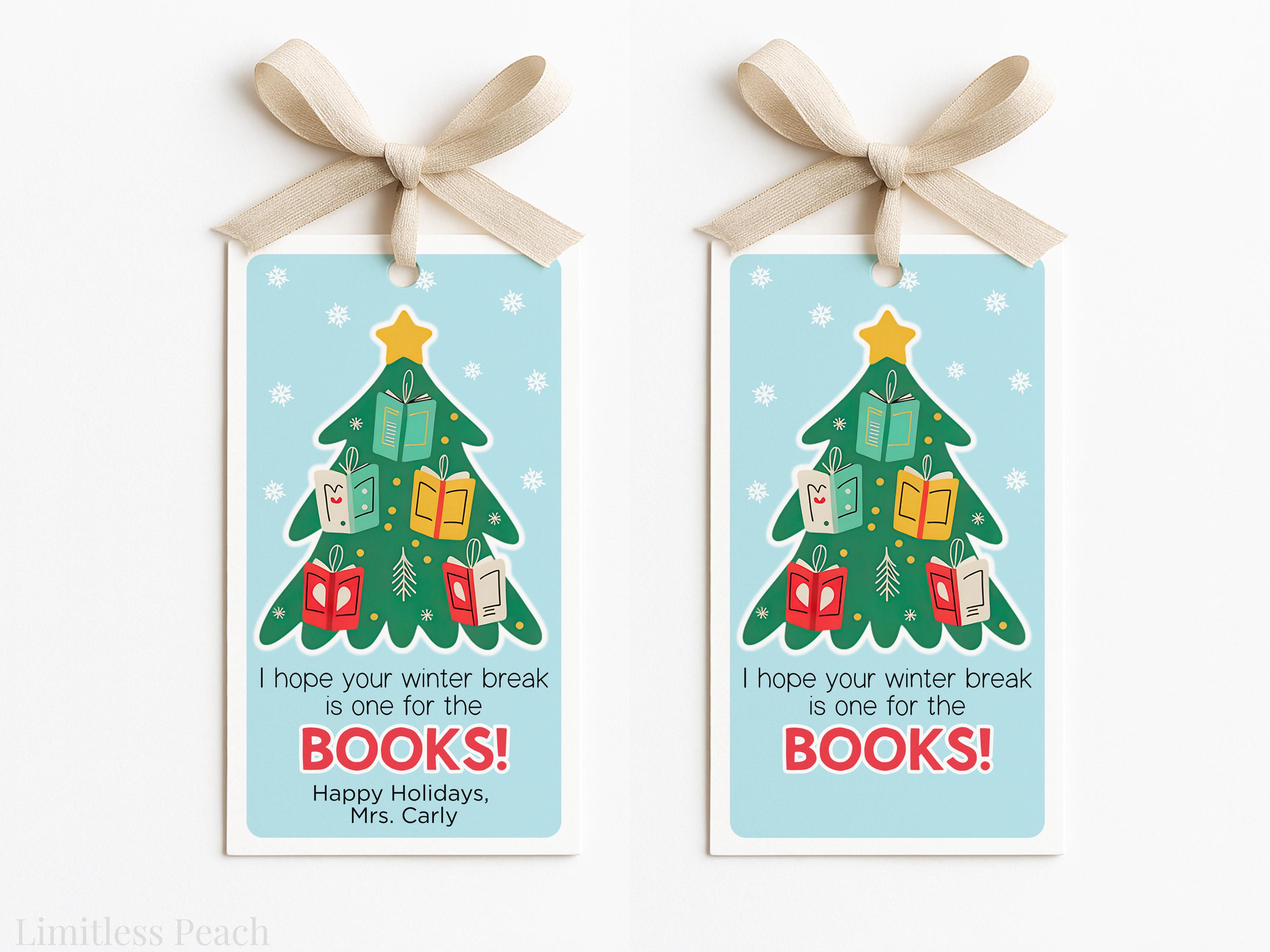 Christmas BOOK Tag Printable Winter Break Tag From Teacher to Student ...
