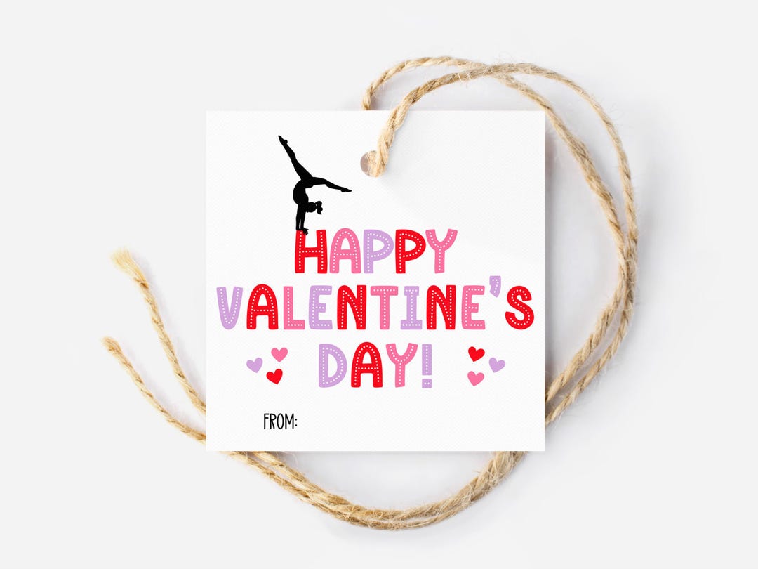 Gymnastics Valentine Tag Printable Gymnastics Valentine's Day Cards for ...