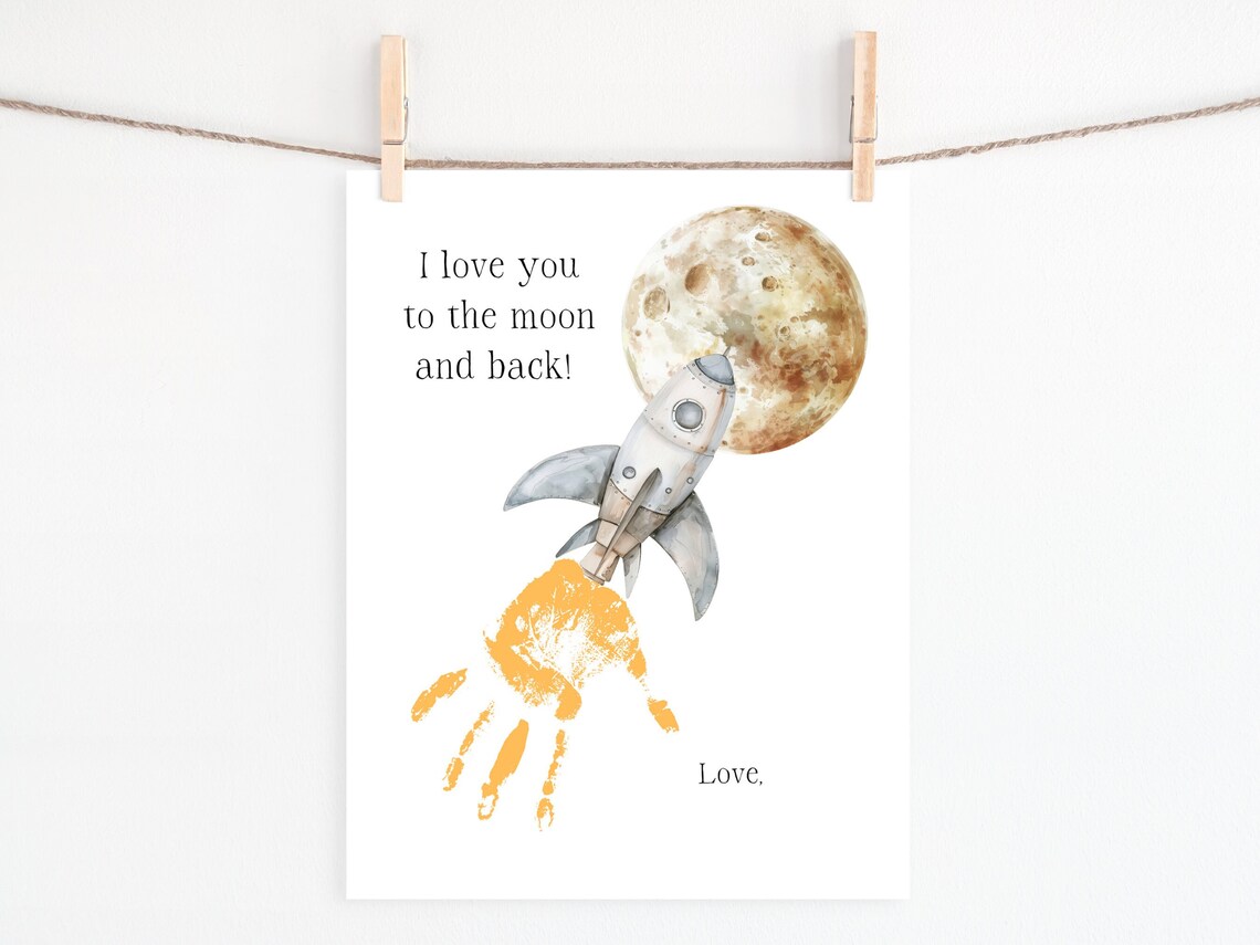 Printable I Love You to the Moon and Back Handprint Craft for Mother's ...