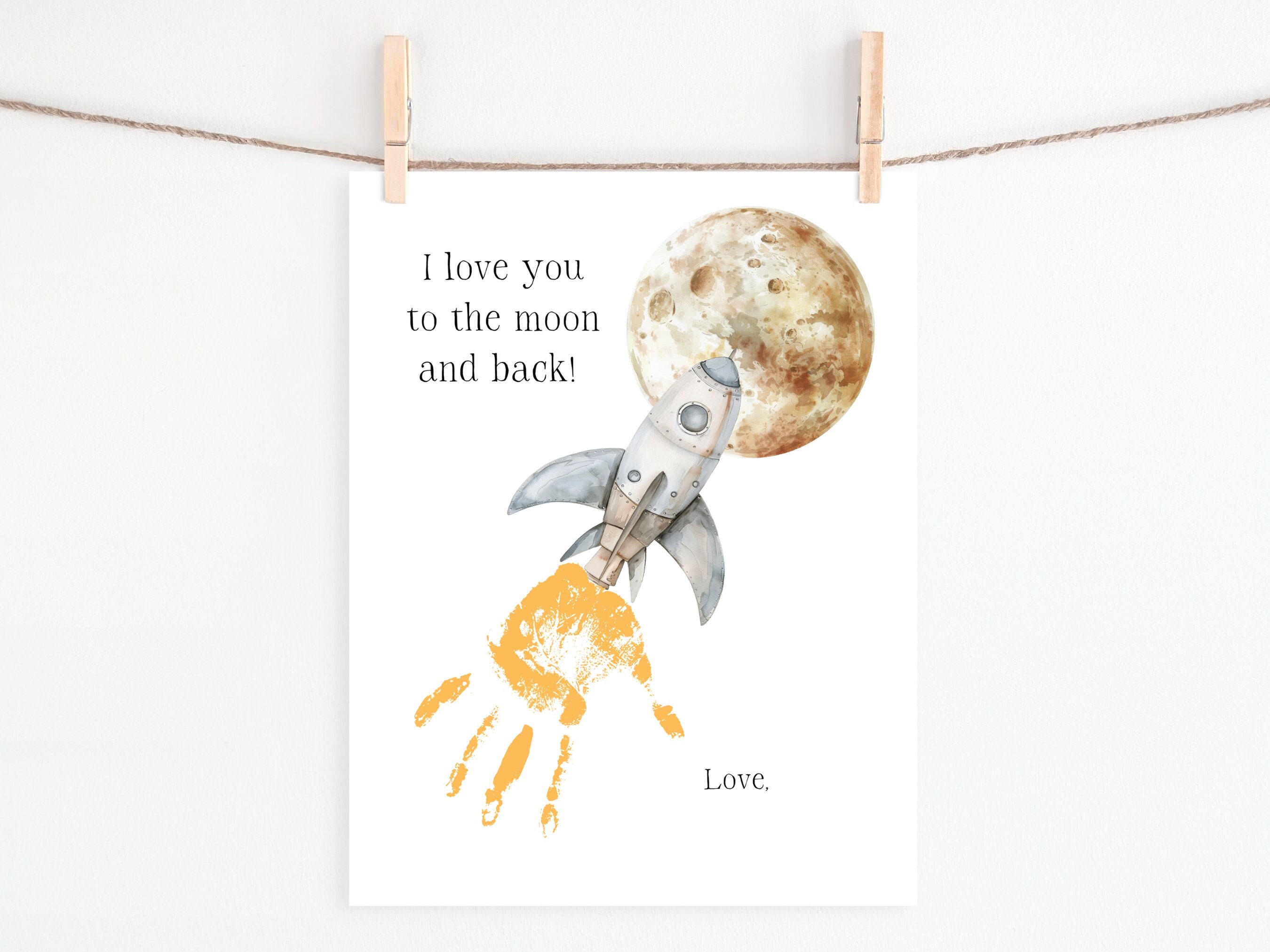 Printable I Love You to the Moon and Back Handprint Craft for Mother's ...