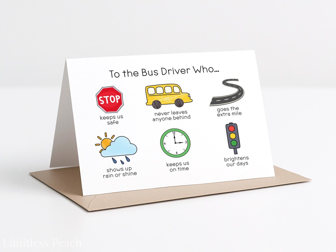 Printable Card for Bus Driver Appreciation Day Card for School Bus ...