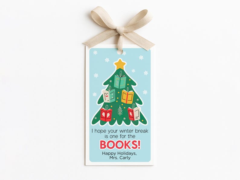 Christmas BOOK Tag Printable Winter Break Tag From Teacher to Student ...