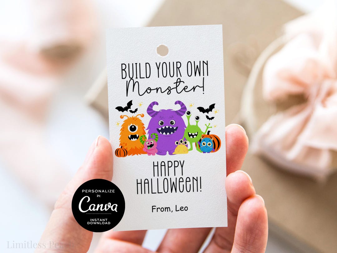 Build Your Own Monster Halloween Tag Printable Non Candy Halloween ...