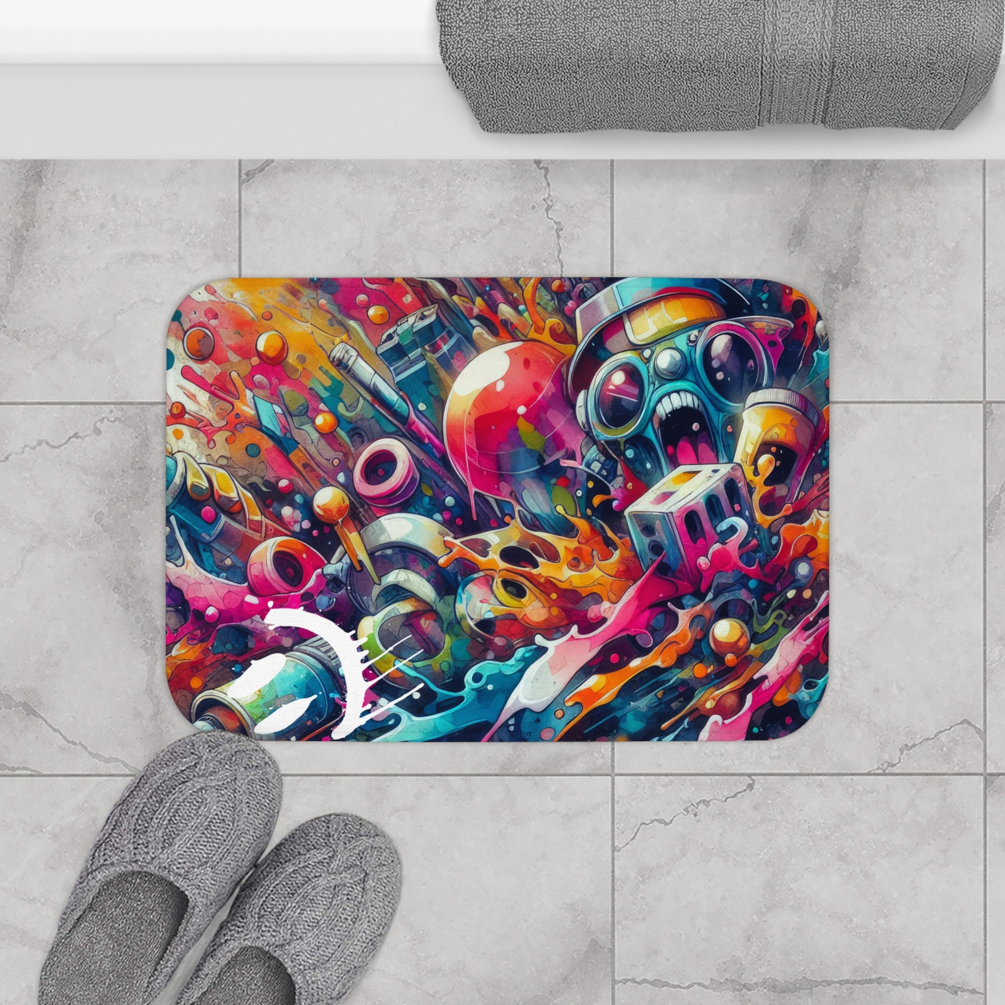 Crazy Colorful Graffiti Bath Mat - Etsy