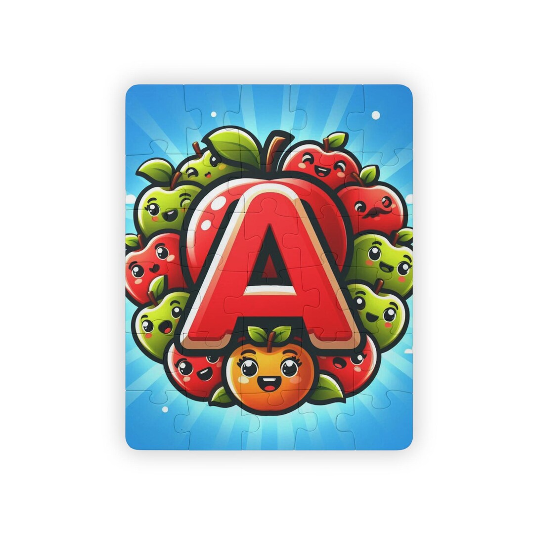 Alphabet A Apples Fruit Characters 30 Piece Kids Puzzle - Etsy