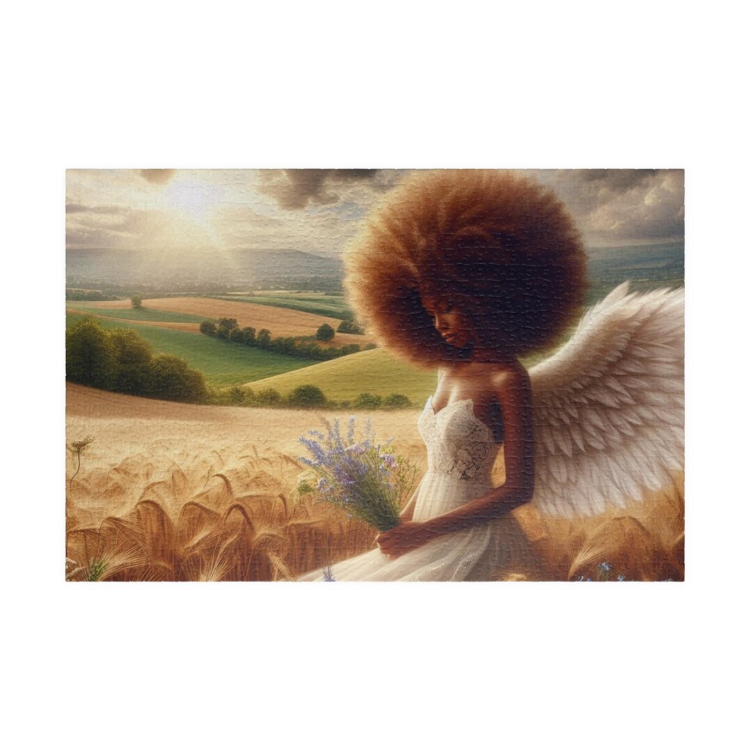 Beautiful Angel in Wheat Field Puzzle, Spiritual Artwork Puzzle, 1014 ...