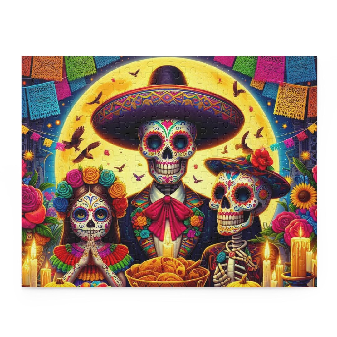 Colorful Day of the Dead Puzzle, Sugar Skull Art (252-piece) - Etsy