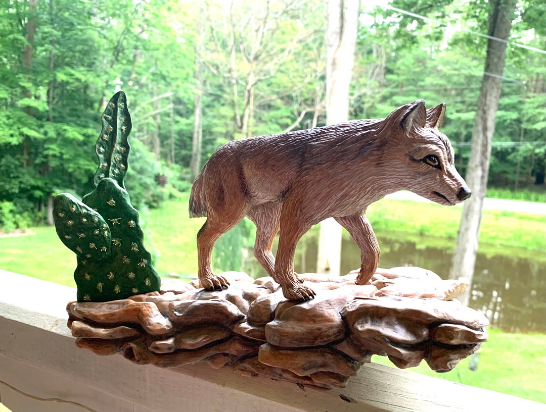 Carved Wolf on Rock Ledge (hand-carved and Painted) - Etsy