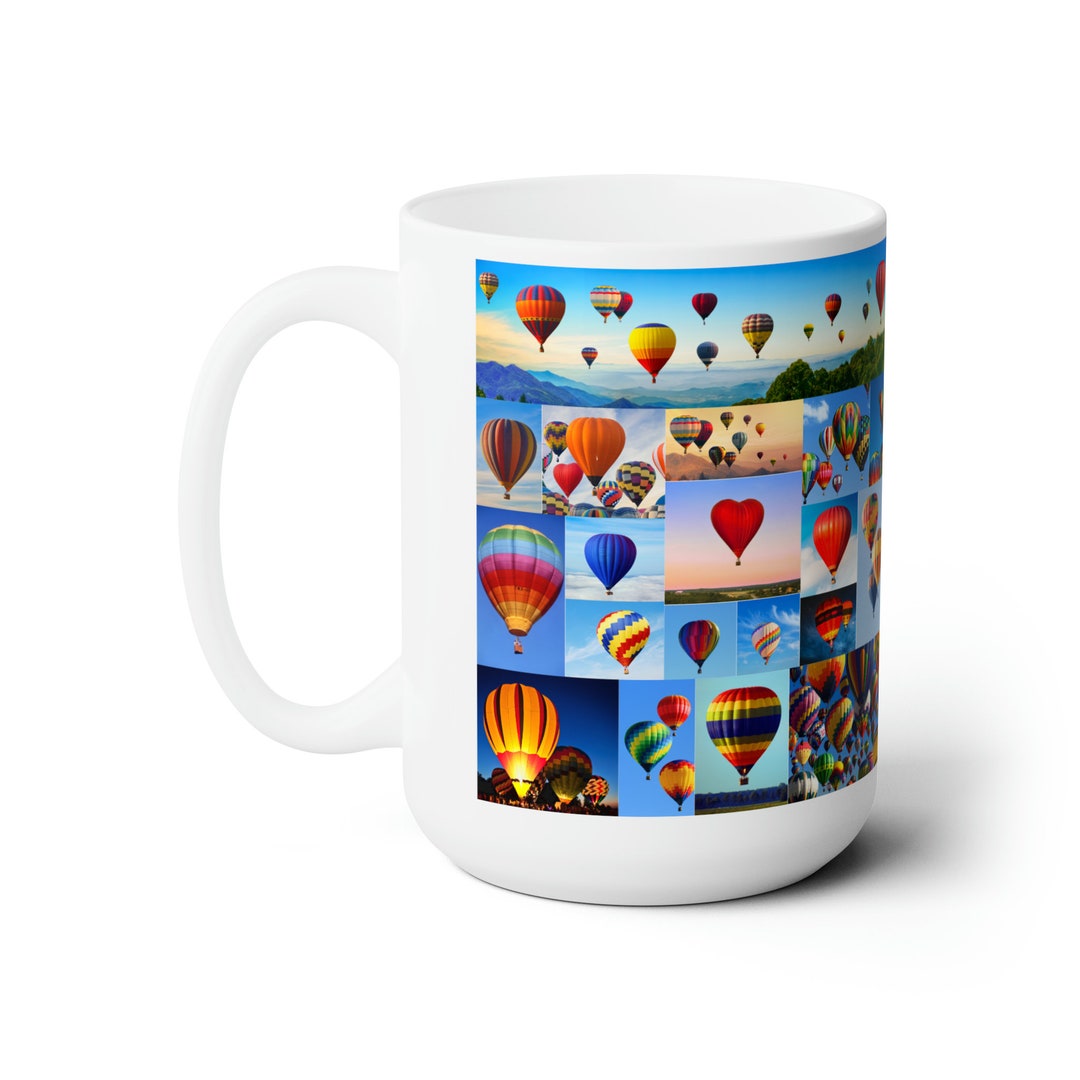 Hot Air Balloon Ceramic Mug - Festival Collage Design (15oz) - Etsy