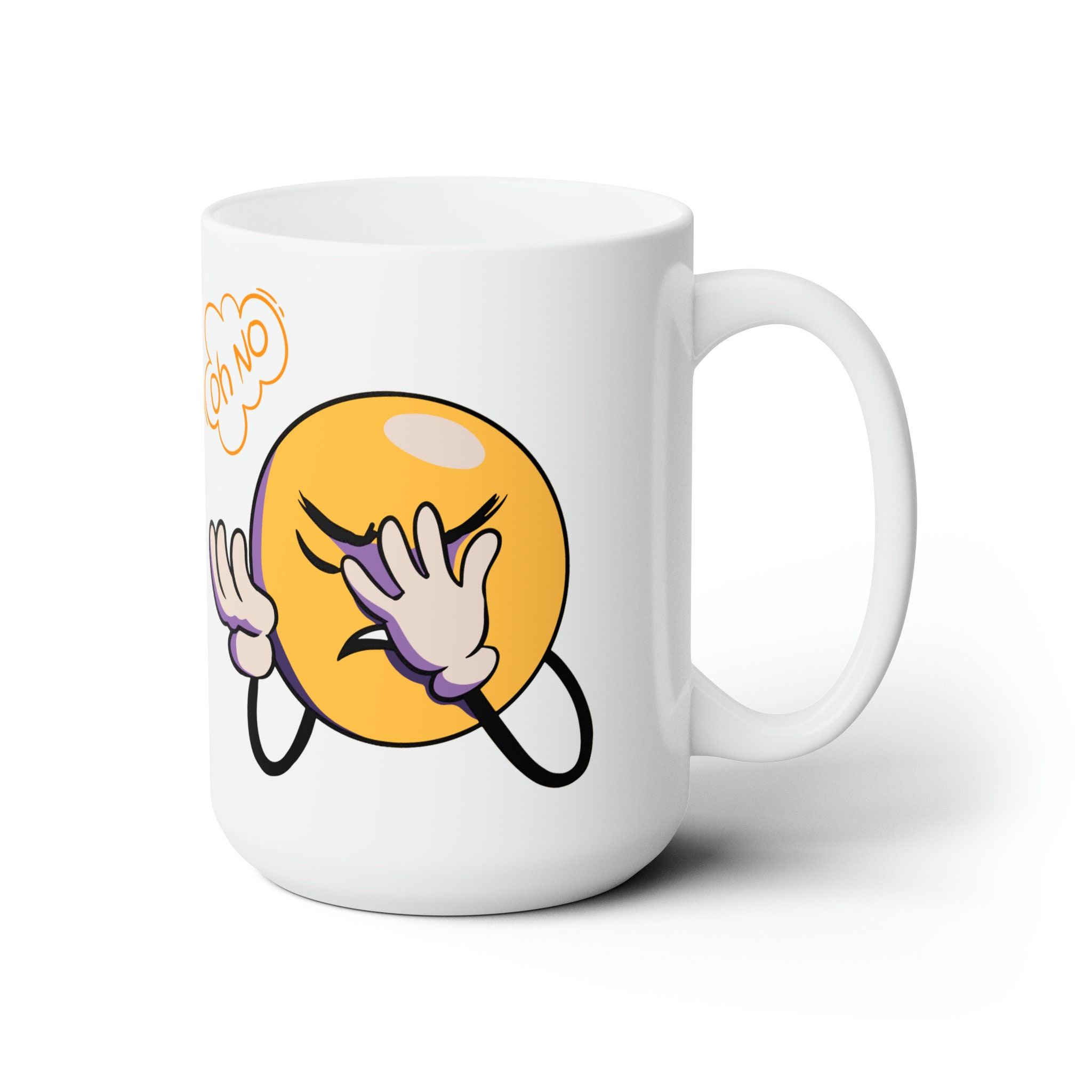 Oh No Emoji Mug: Funny Ceramic Coffee Mug, 15oz - Etsy