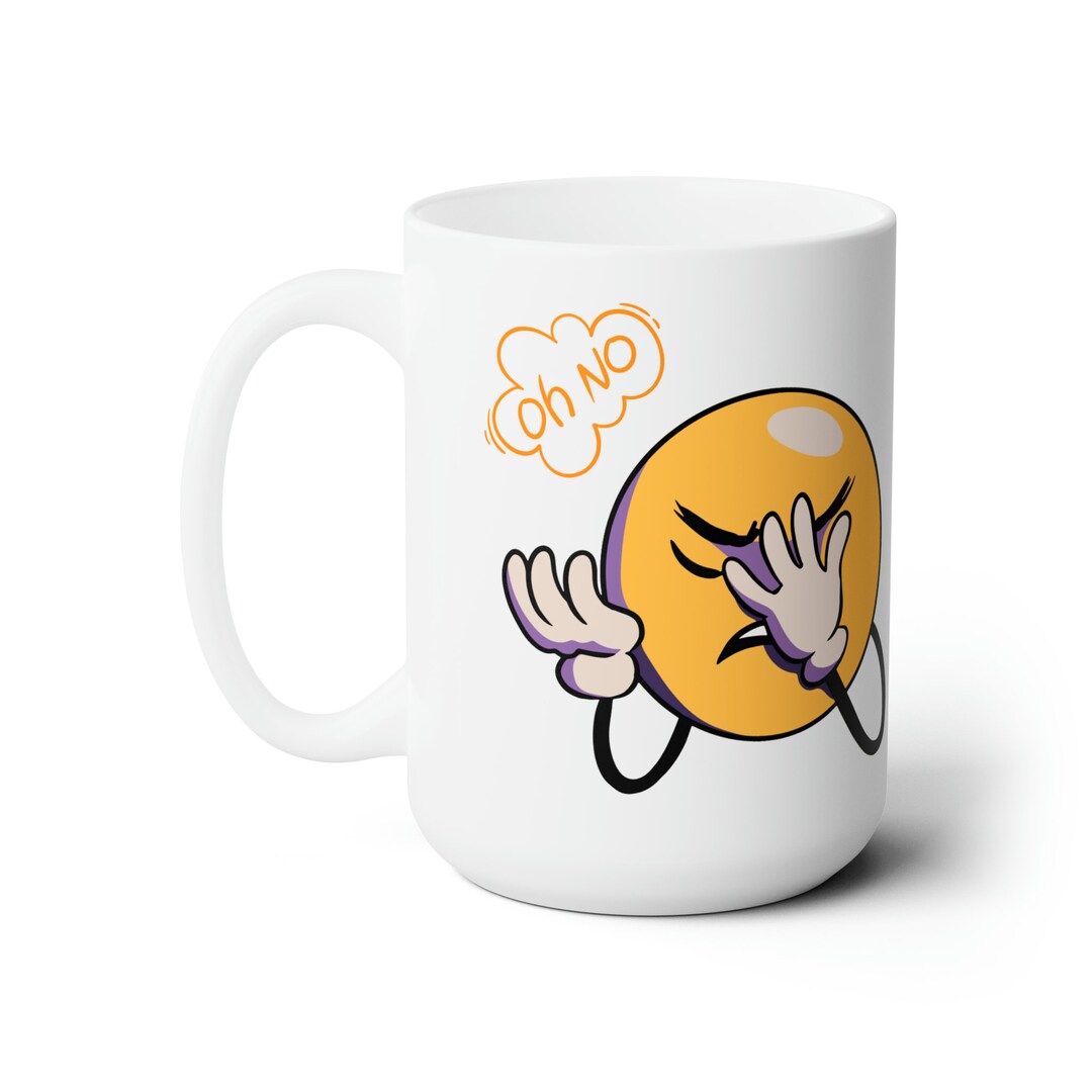 Oh No Emoji Mug: Funny Ceramic Coffee Mug, 15oz - Etsy