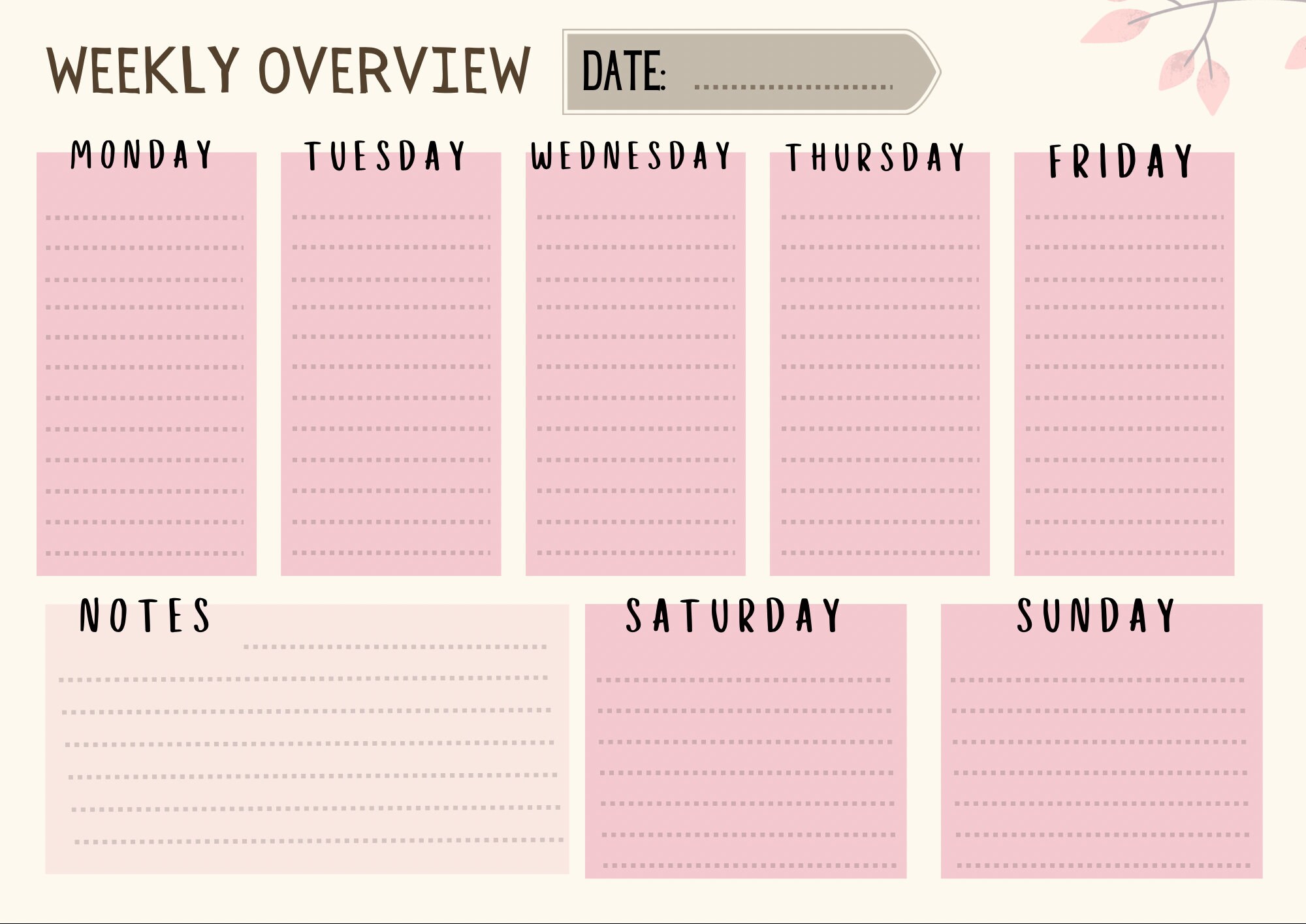Simple Versatile Daily Planner Cute Pink Blossom Design & Simple ...