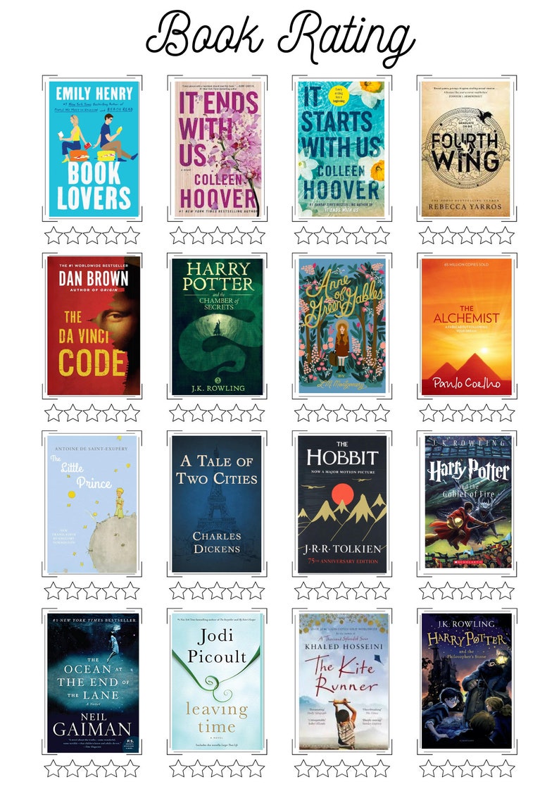 Digital Book Rating Printable A5, A4, US Letter Sizes - Etsy