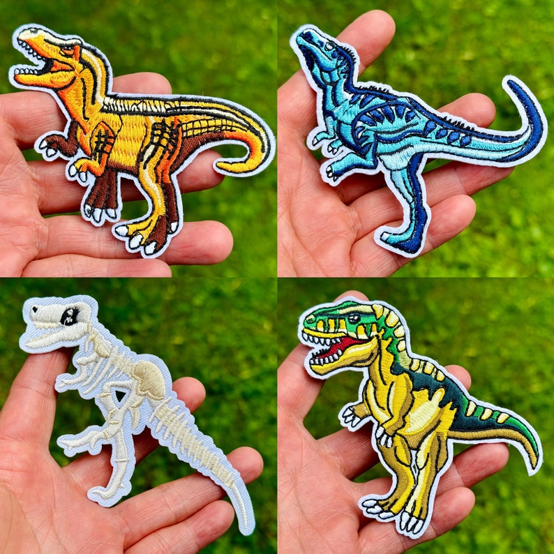 Set of 15 Large Dinosaurs Iron on Patches Full Embroidered Dinosaurs Patch Dinosaurs Applique ...