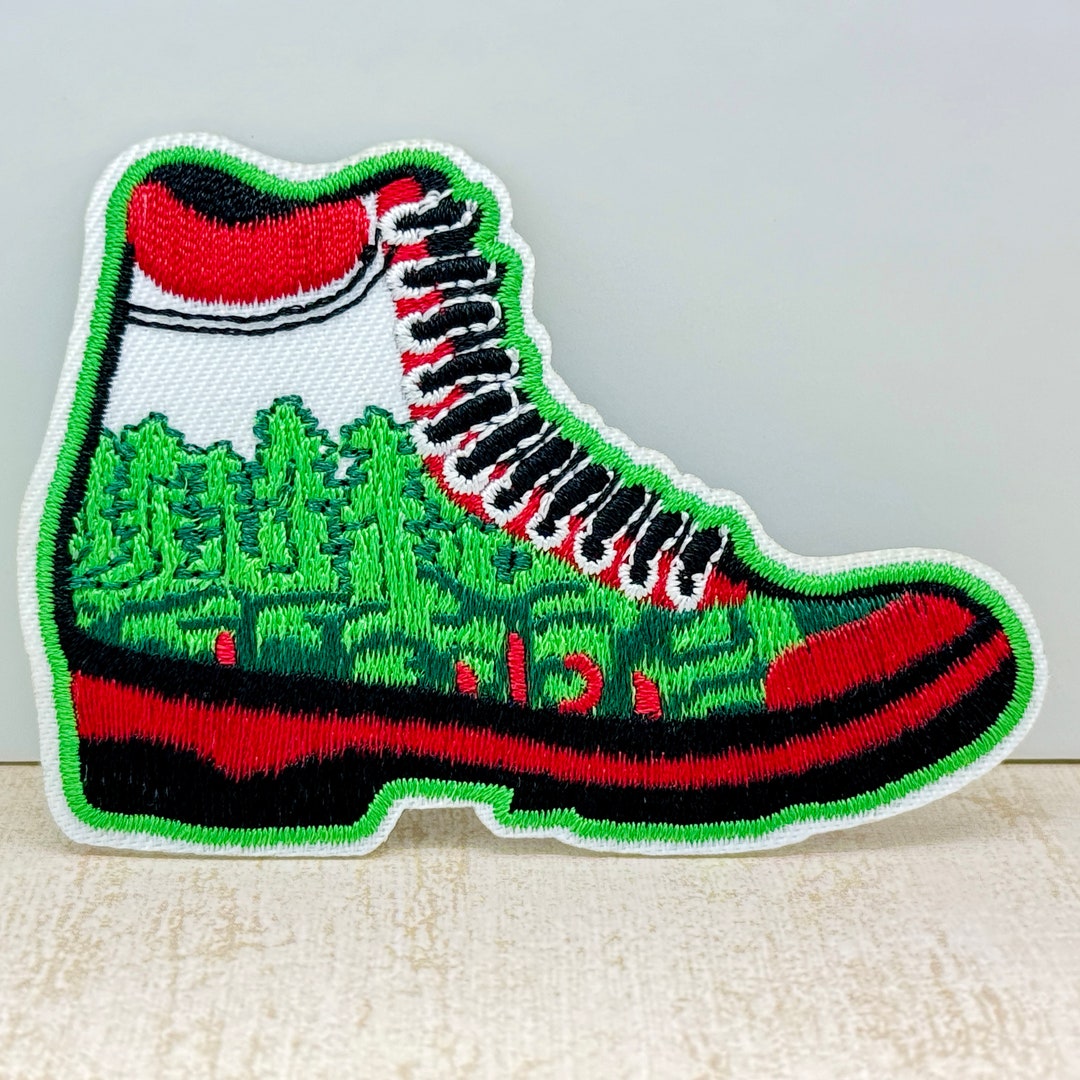 Hiking Boots Patch 3.3 Forest Iron on Patch Outdoor Lover Patch Hiking ...